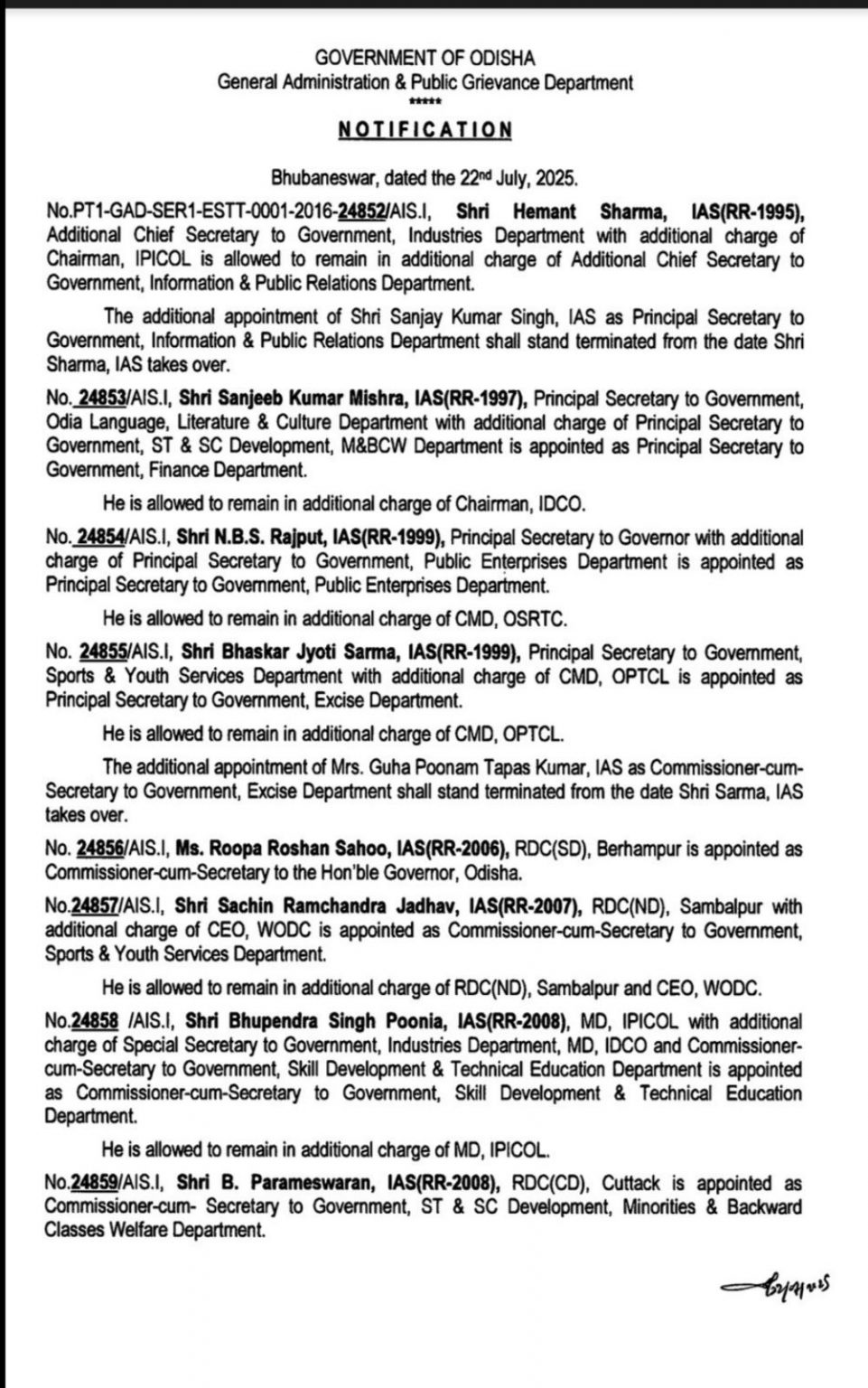 Odisha Bureaucratic Overhaul: 49 IAS Officers Transferred, 16 District ...